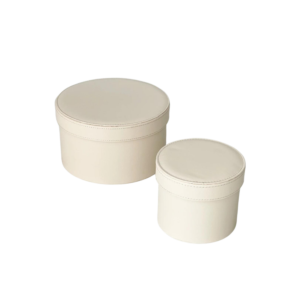 Small Round Leather Box (OFF WHITE) — Plenty Flowers