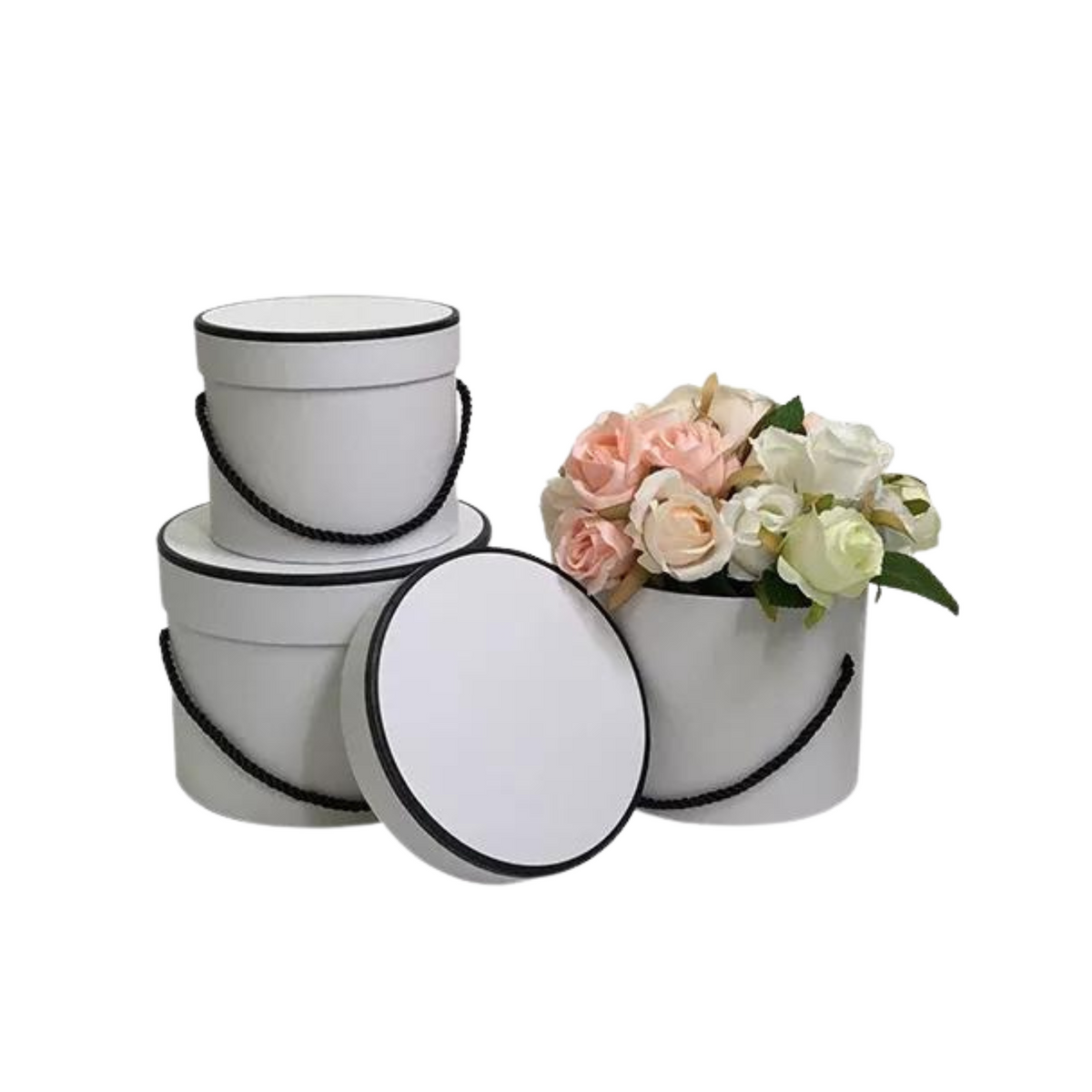 Round Small Chic Floral Box (WHITE) — Plenty Flowers